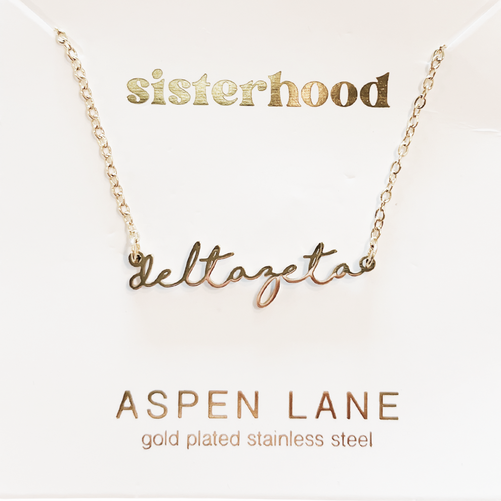 Gold Script Sorority Necklace – Something Greek