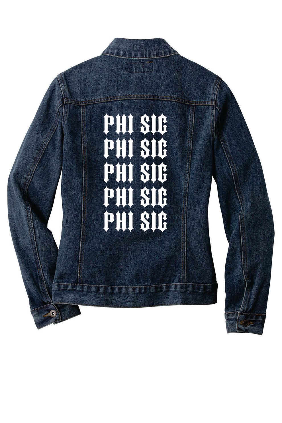 Greek Stonewashed Indigo Denim Jacket with Stacked Text Design ...