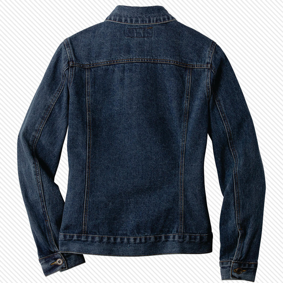 Greek Stonewashed Indigo Denim Jacket, Embroidered Scripted Text - Por ...
