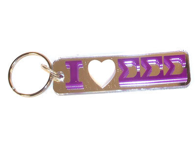 Sigma Sigma Sigma I Love Keychain Greek Apparel and Gear – Something Greek