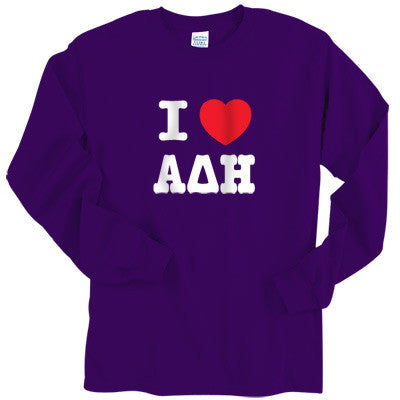 I Love Alpha Delta Eta Printed Longsleeve Greek Clothing and Apparel ...