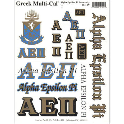 Alpha Epsilon Pi Multi-Cal Stickers - Greek Merchandise – Something Greek