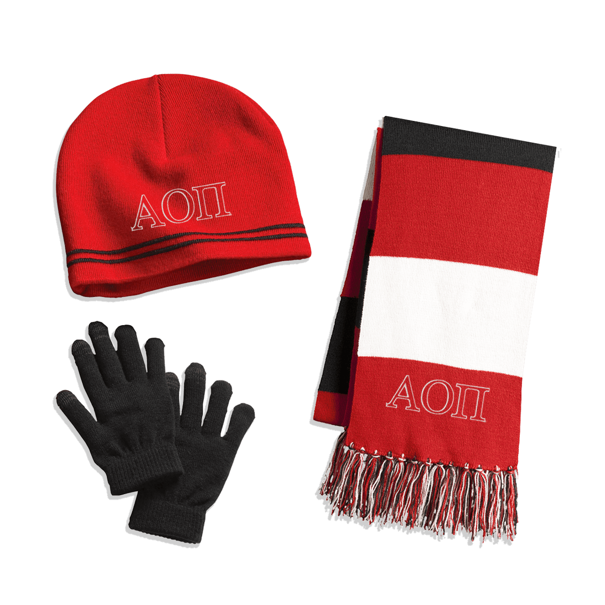 Greek Letter Embroidered Beanie, Scarf and Gloves - Winter Package ...
